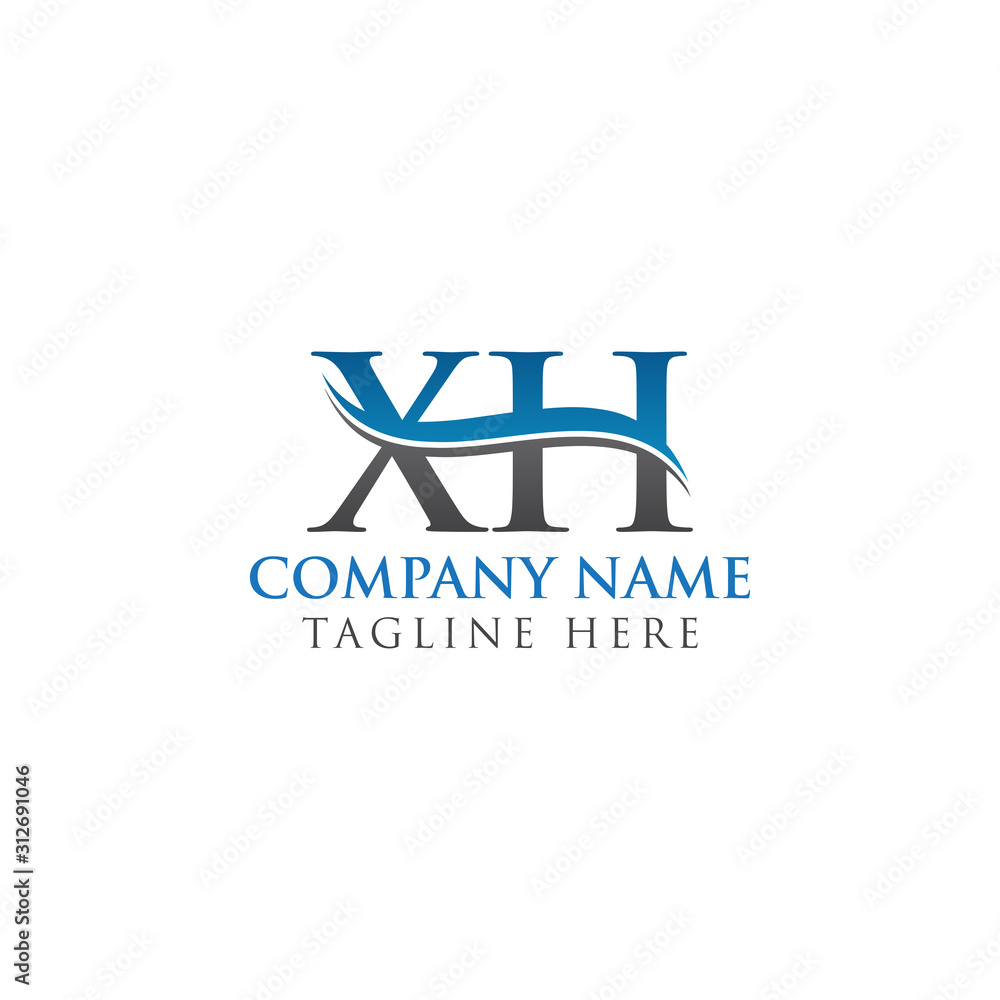 Initial XH Letter Linked Logo. Creative Letter XH Logo Vector With Blue ...