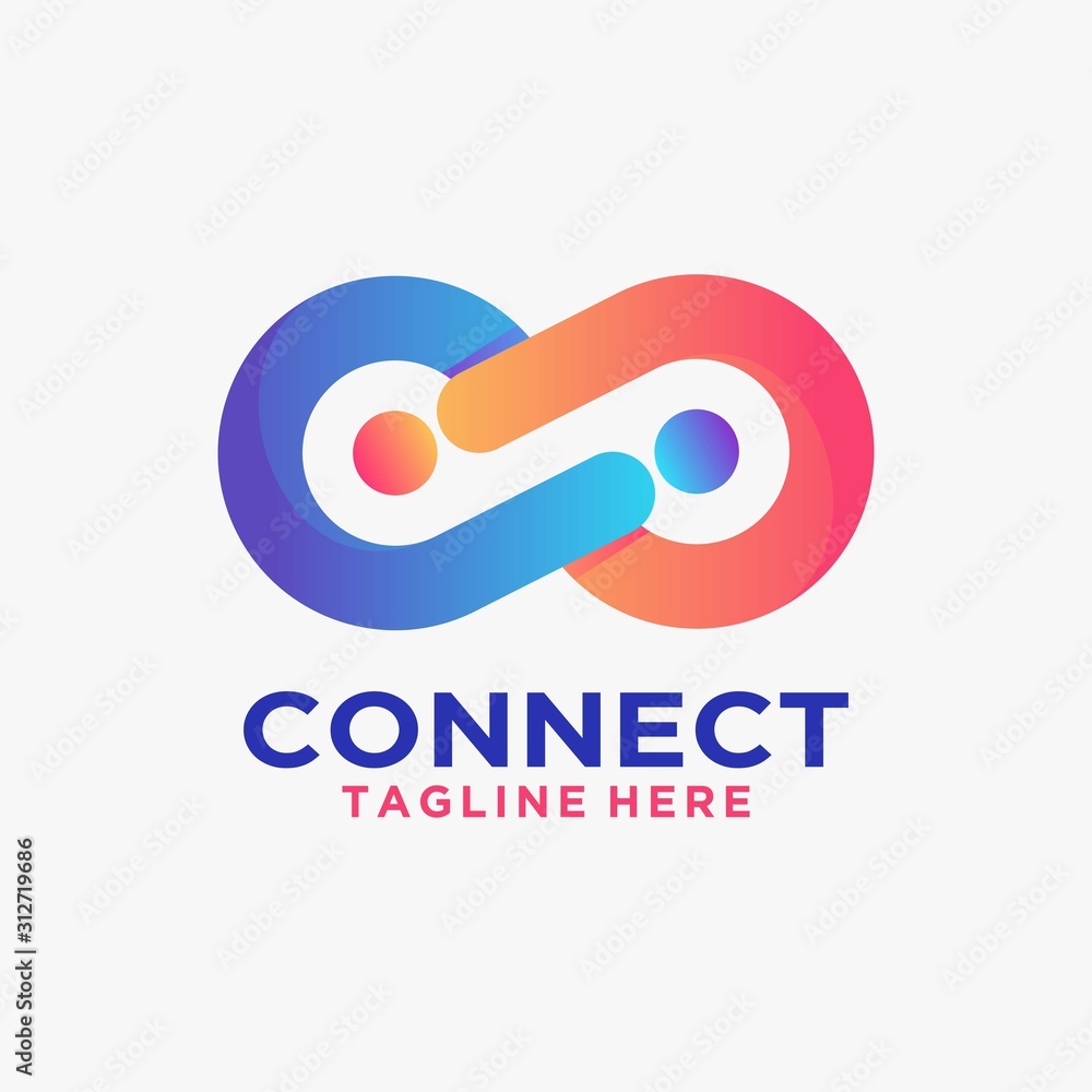 Connect logo design with infinity inspiration Stock Vector | Adobe Stock