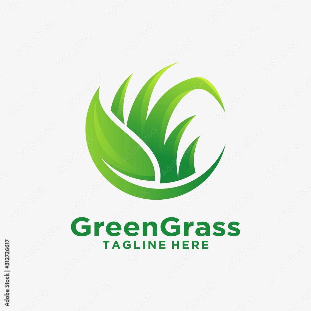 Green grass logo design Stock Vector | Adobe Stock