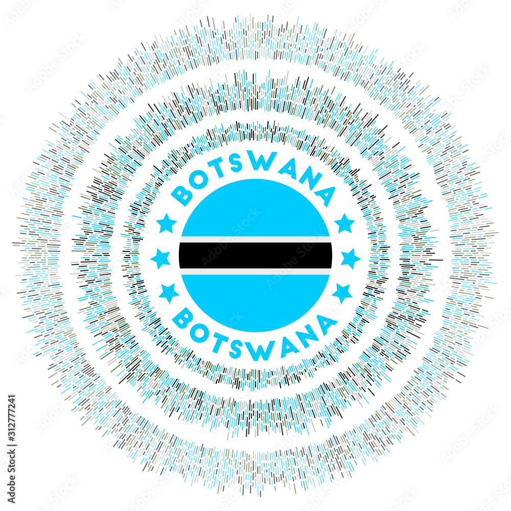 Botswana symbol. Radiant country flag with colorful rays. Shiny ...