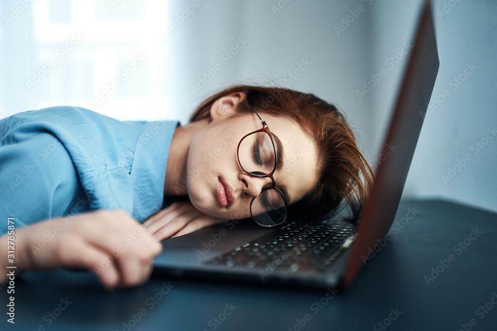 man sleeping on laptop Stock Photo | Adobe Stock