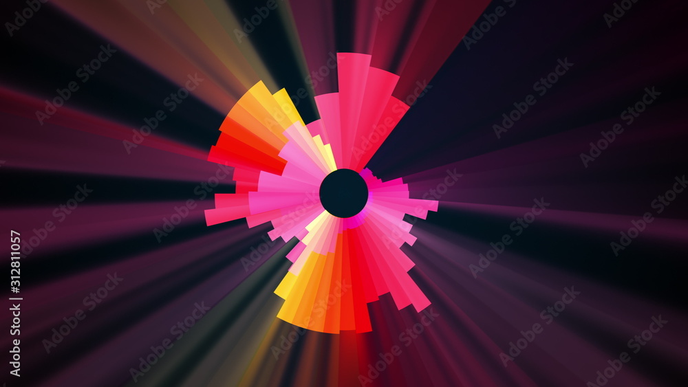 Colorful equalizer with sound waves and rays. Computer generated modern ...