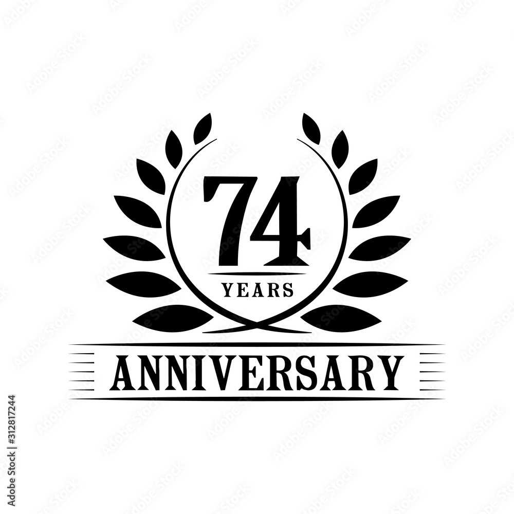 74 years logo design template. Seventy fourth anniversary vector and ...