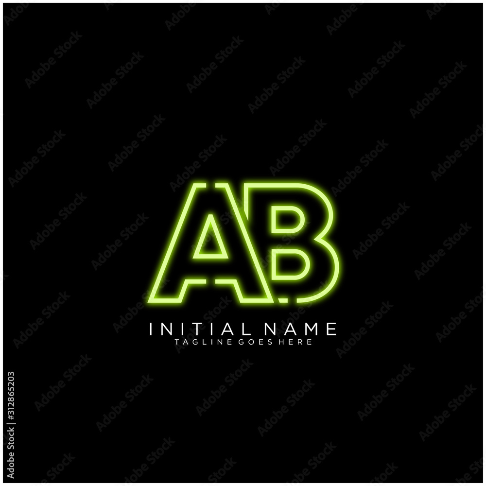 Letter AB logo icon design with Bright Neon , Symbols Sign in Vector ...