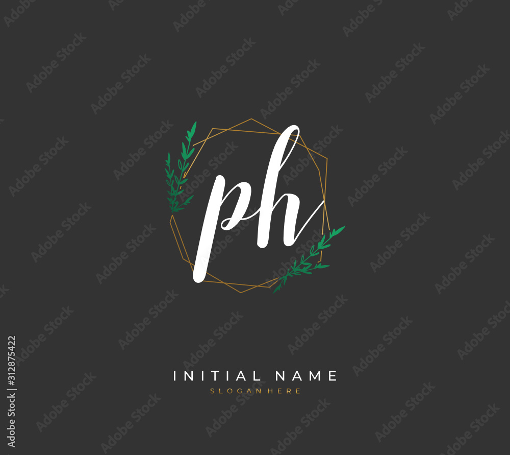 Handwritten letter P H PH for identity and logo. Vector logo template ...