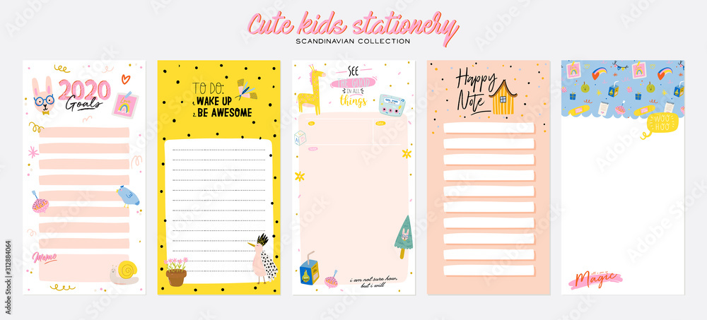 Collection of weekly or daily planner, note paper, to do list, stickers ...