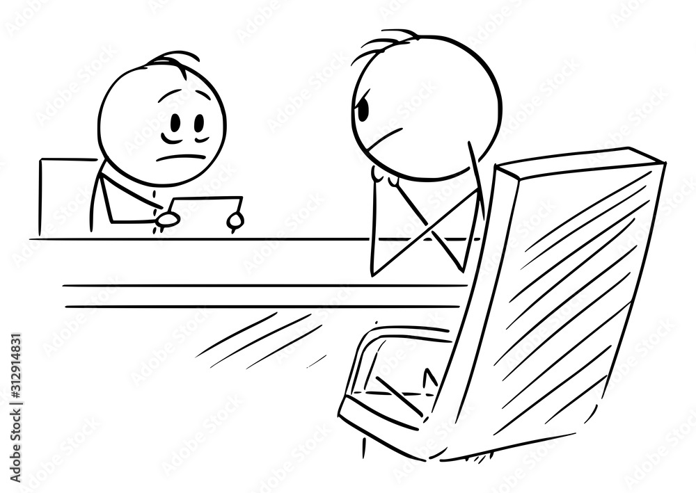 Vector cartoon stick figure drawing conceptual illustration of man on ...