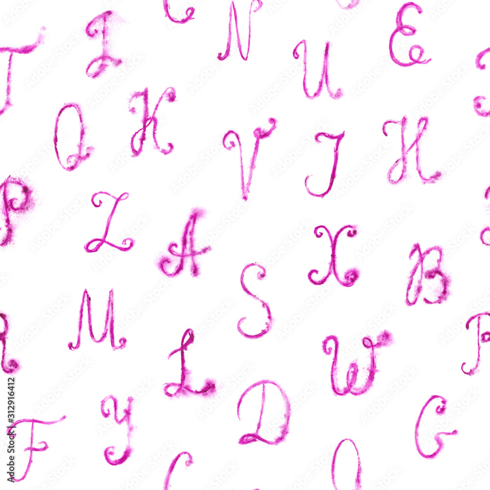 Seamless pattern of hand-drawn watercolor uppercase letters isolated on ...