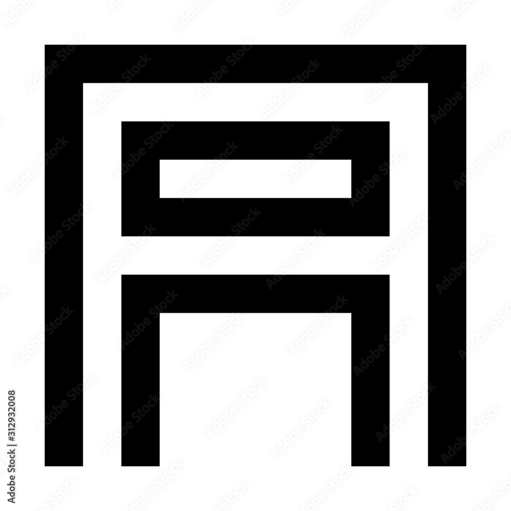 Letters and numbers - square outline font - black letter A - vector ...
