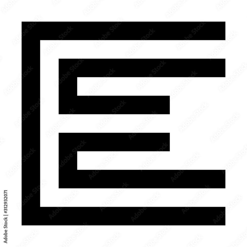 Letters and numbers - square outline font - black letter E - vector ...