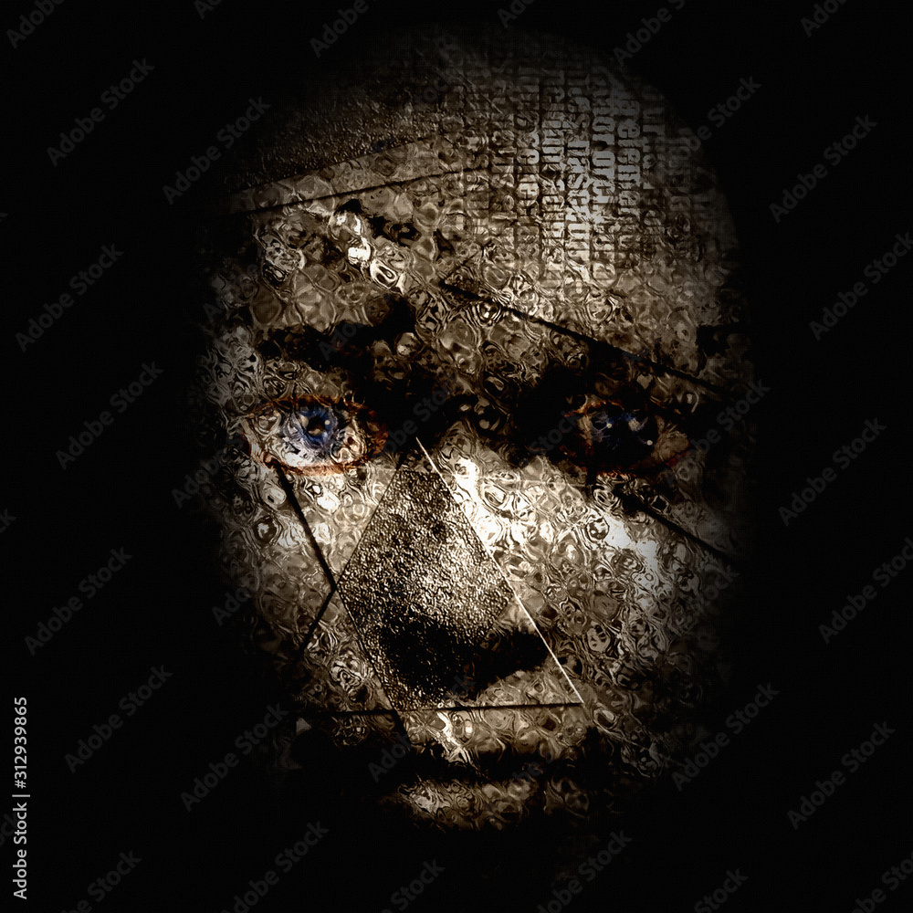 Scary human face in dark colors Stock Illustration | Adobe Stock