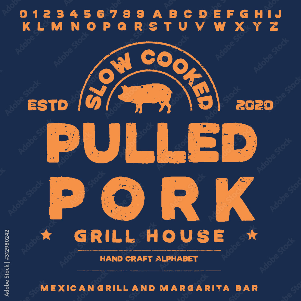 Hand drawn font for cafes, bars, restaurants where meat is eaten ...