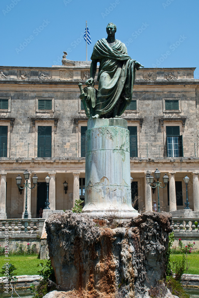 Corfu-City, Greece: The statue of Sir Frederick Adam in front of the ...