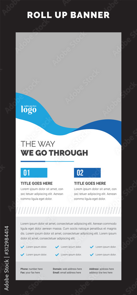 Advertising Roll-Up Banner Layout with Colorful Elements Stock Vector ...