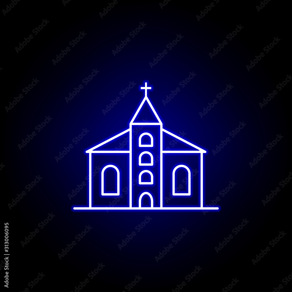 Vector de Stock church, death outline blue neon icon. detailed set of ...