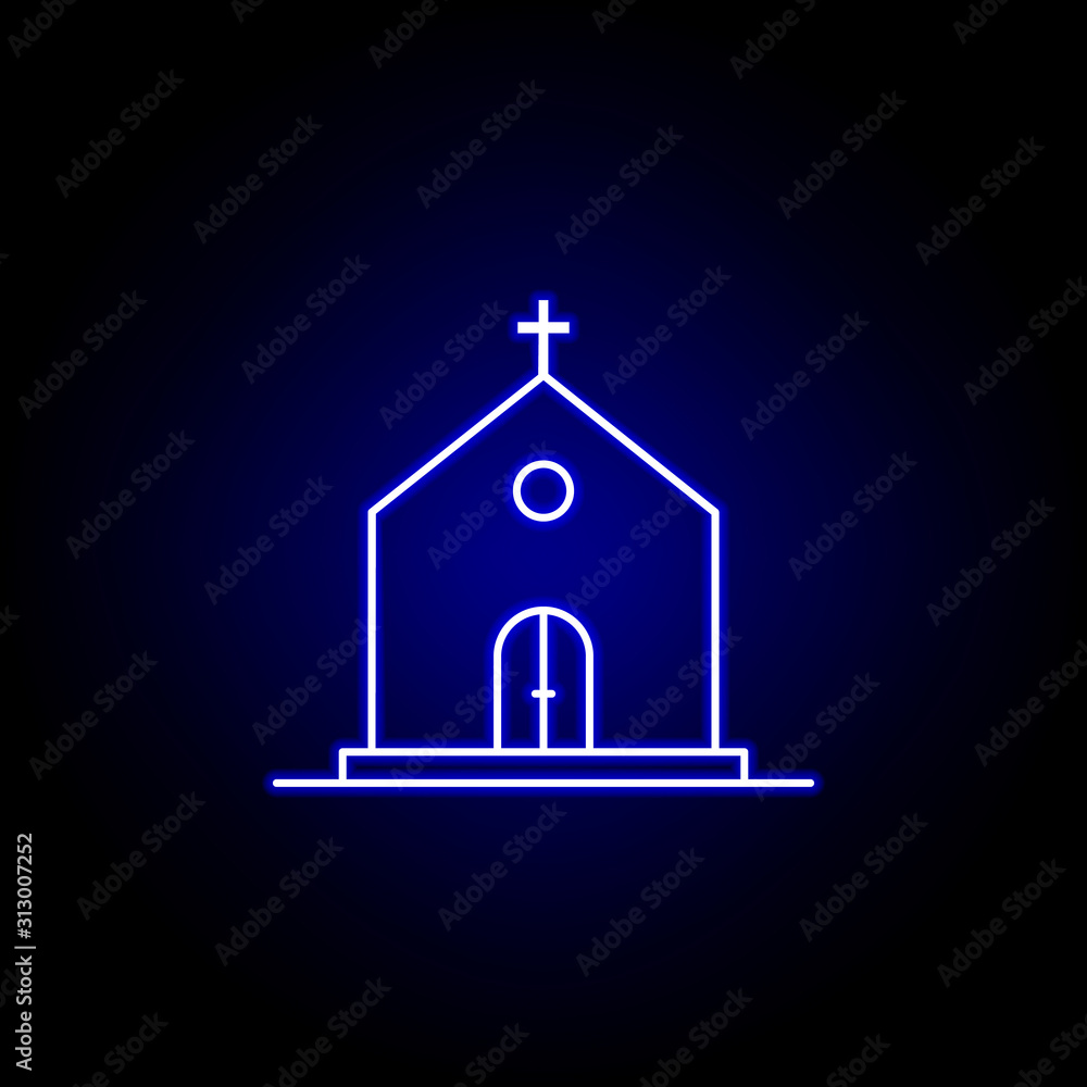 church, death outline blue neon icon. detailed set of death ...
