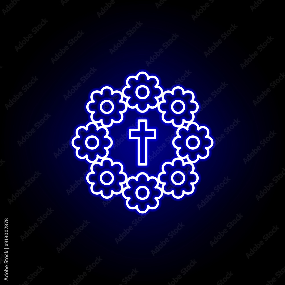 Stock-Vektorgrafik „bouquet, death outline blue neon icon. detailed set ...