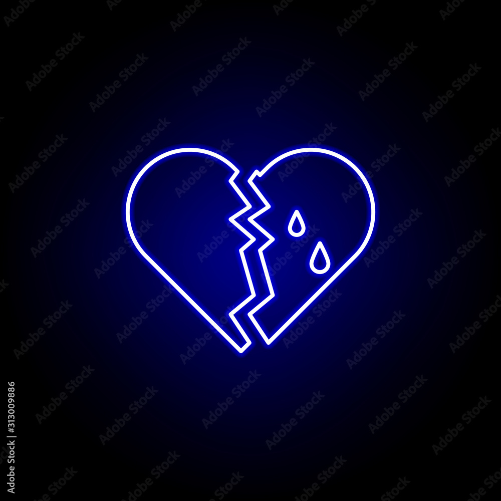 broken heart, death outline blue neon icon. detailed set of death ...