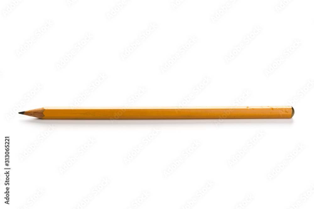 Amazing isolated yellow graphite pencil on a pure white background ...