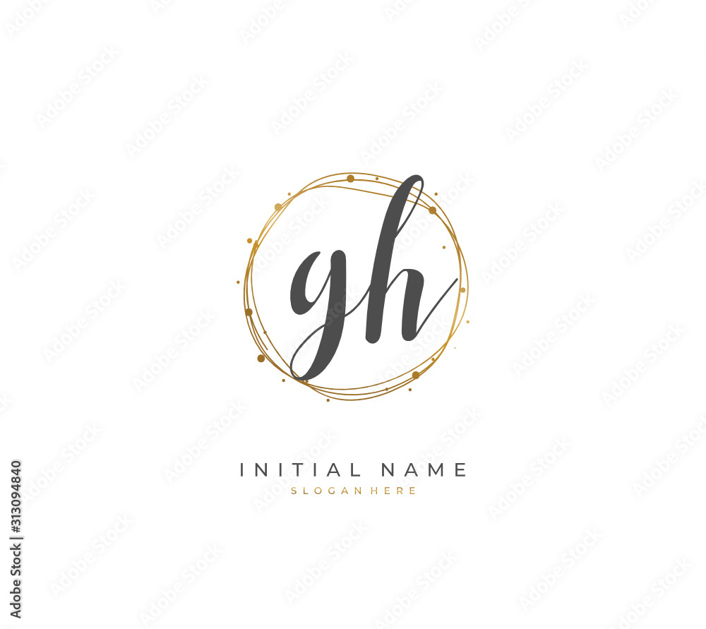 Handwritten letter G H GH for identity and logo. Vector logo template ...