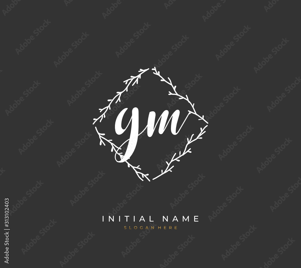 Handwritten letter G M GM for identity and logo. Vector logo template ...