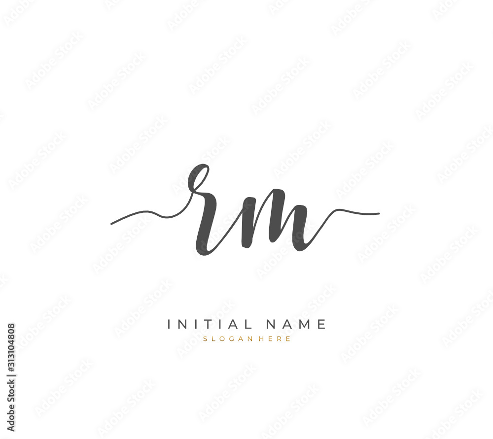 Handwritten letter R M RM for identity and logo. Vector logo template ...