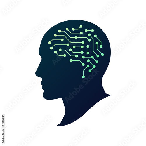 Artificial Intelligence AI vector logo. Artificial human brain. Human ...