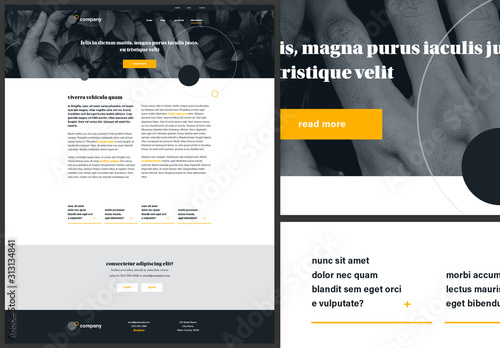 Information Page Website Design Layout Black and White with Yellow ...