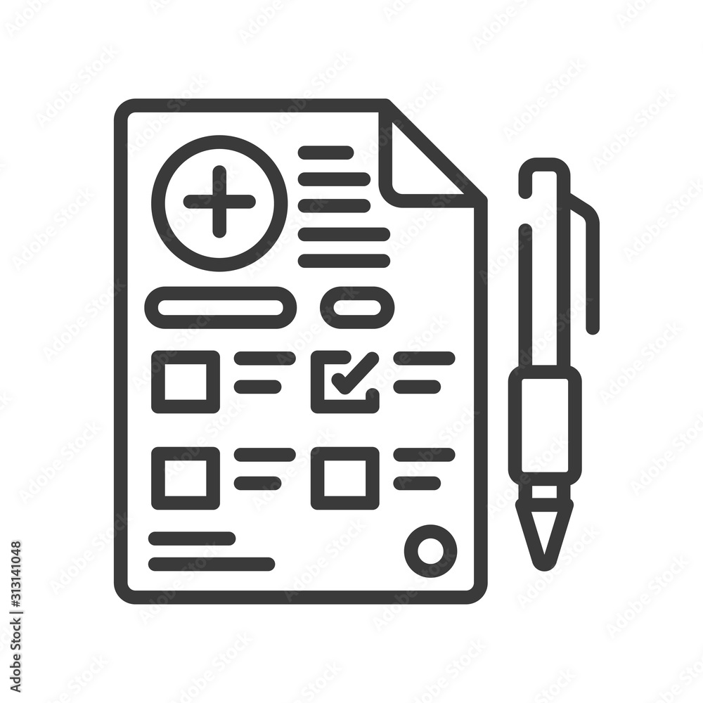 Prescription line black icon. Drug list for shopping. Pictogram for web ...