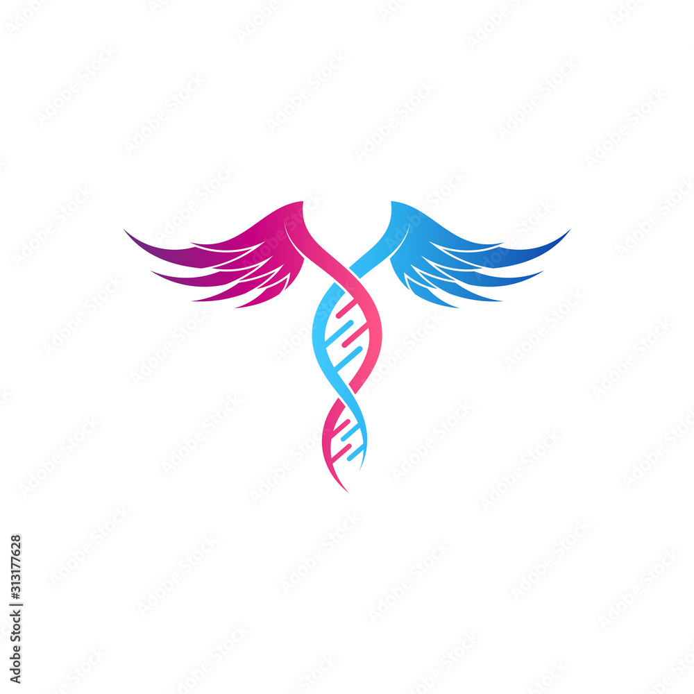 DNA wings logo concept, medical laboratory and science logo, genetic ...