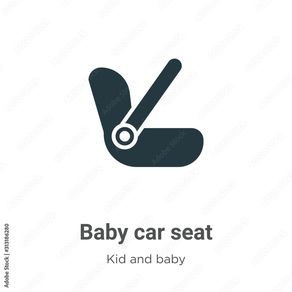 Baby car seat glyph icon vector on white background. Flat vector baby ...