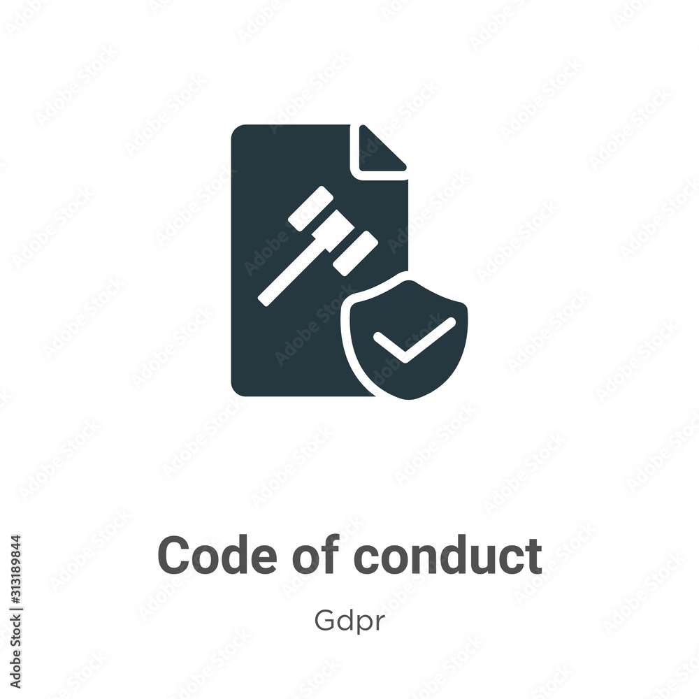 Code of conduct glyph icon vector on white background. Flat vector code ...
