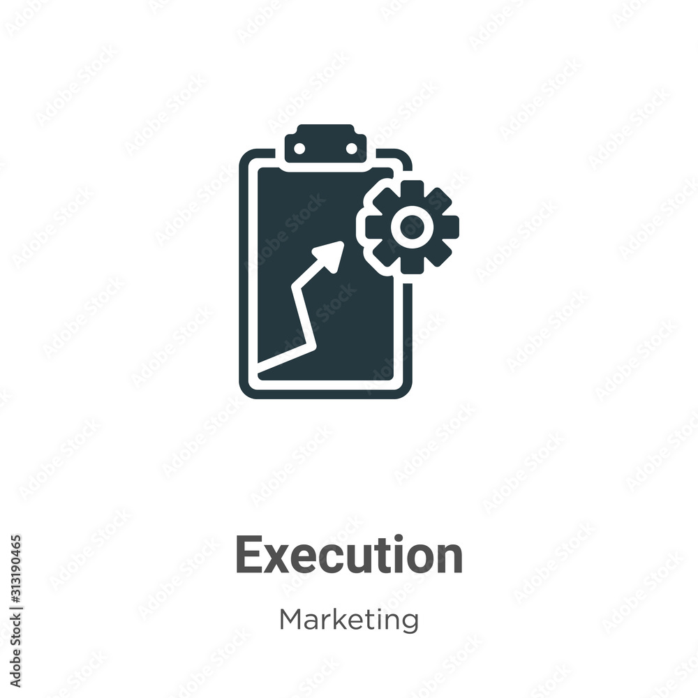 Execution glyph icon vector on white background. Flat vector execution icon symbol sign from ...