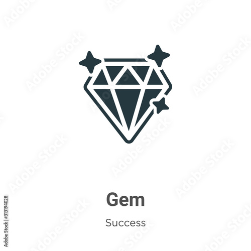 Gem glyph icon vector on white background. Flat vector gem icon symbol ...