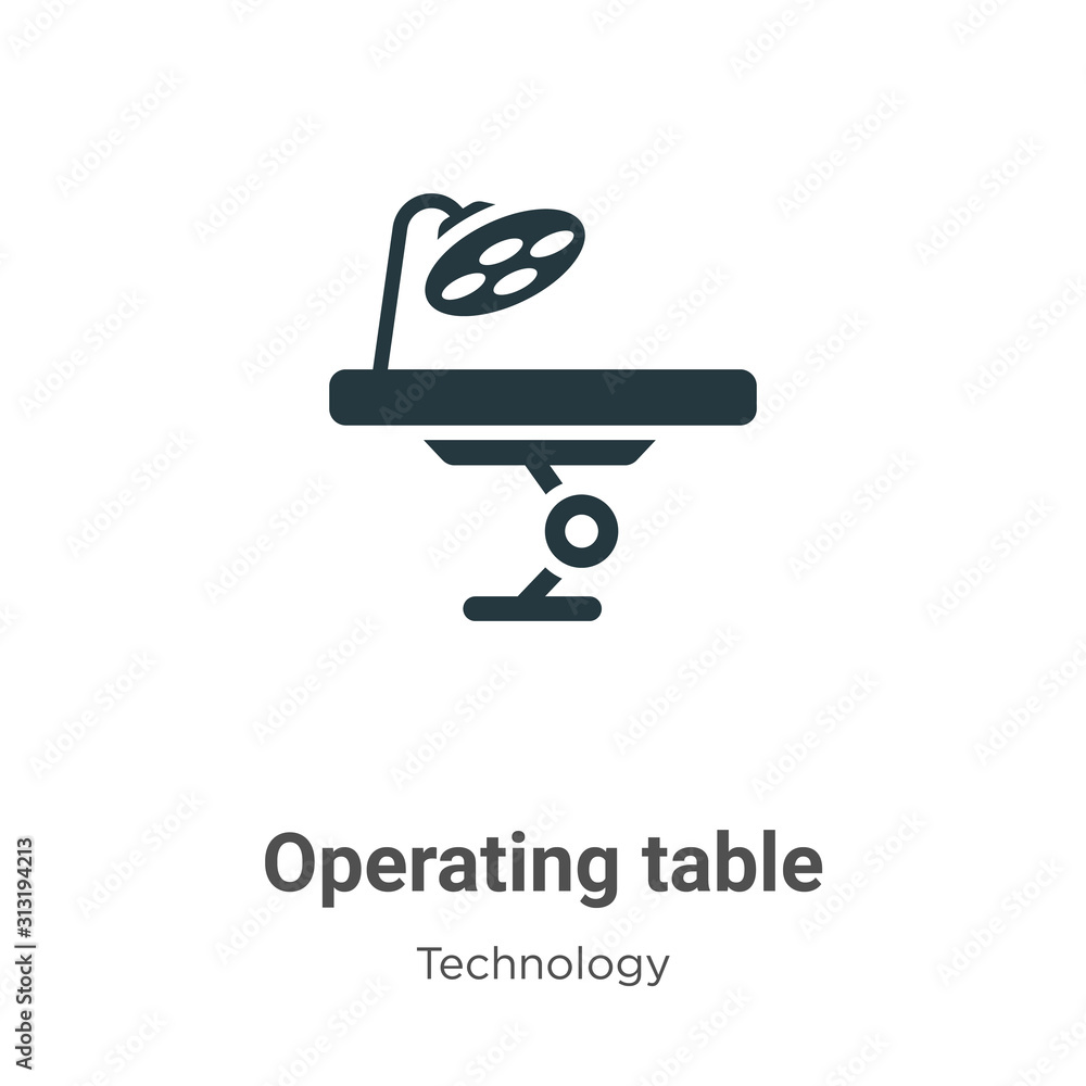 Operating table glyph icon vector on white background. Flat vector ...