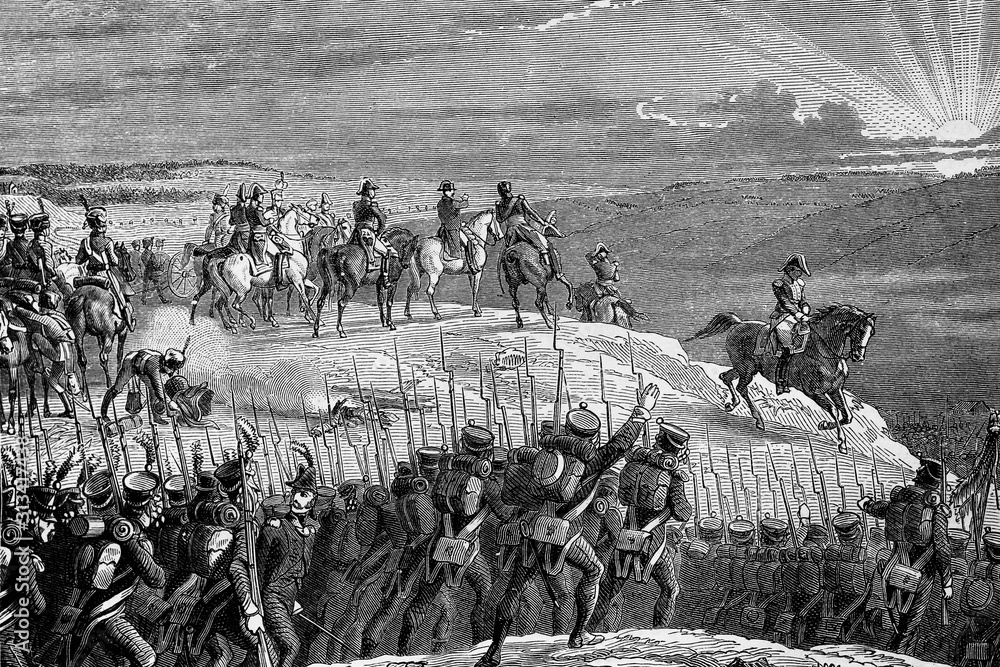 Napoleon giving attack signal. Battle of Austerlitz. 2 December 1805 ...