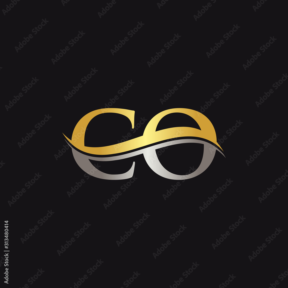 Initial Gold And Silver letter CO Logo Design with black Background. CO ...