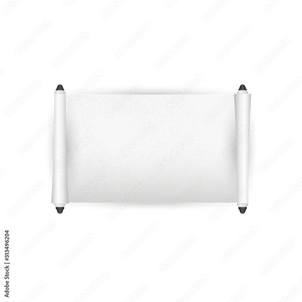 Old paper scroll. Textured paper scroll isolated on white background ...