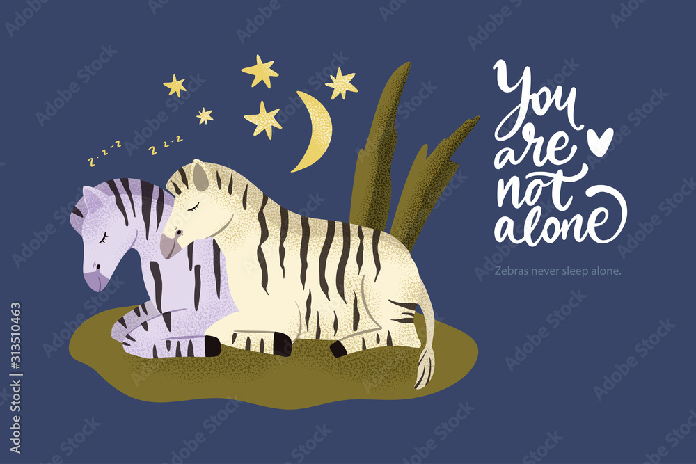 Happy valentine day vector textured animal card in a flat style with ...
