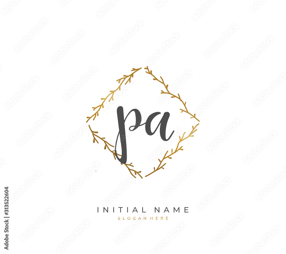 Handwritten initial letter P A PA for identity and logo. Vector logo ...