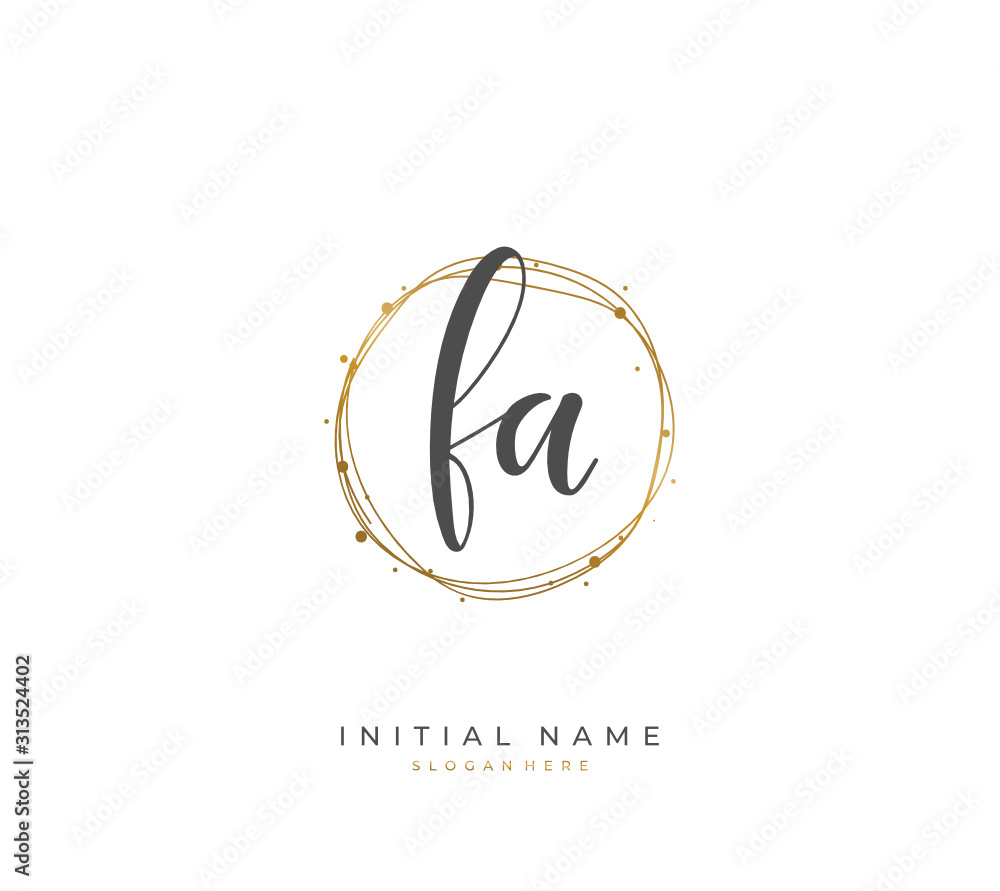 Handwritten initial letter F A FA for identity and logo. Vector logo ...