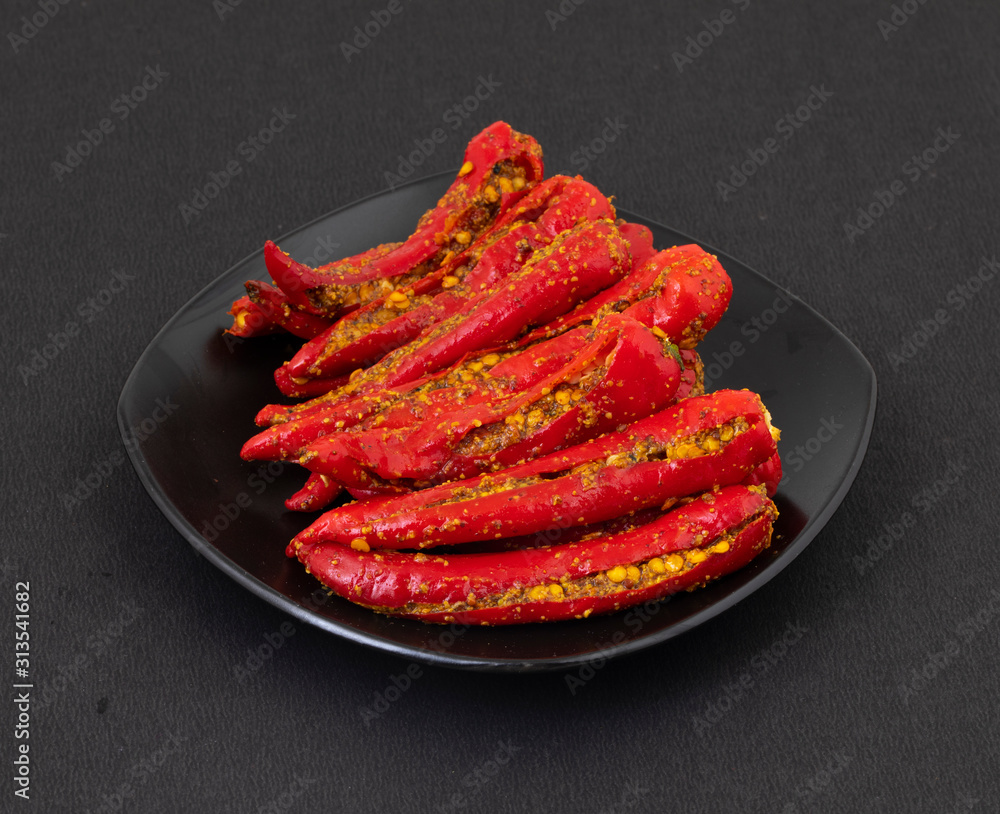 Indian Homemade Red Chilli Pickle Also Know as Mirchi Ka Achar, Loncha ...