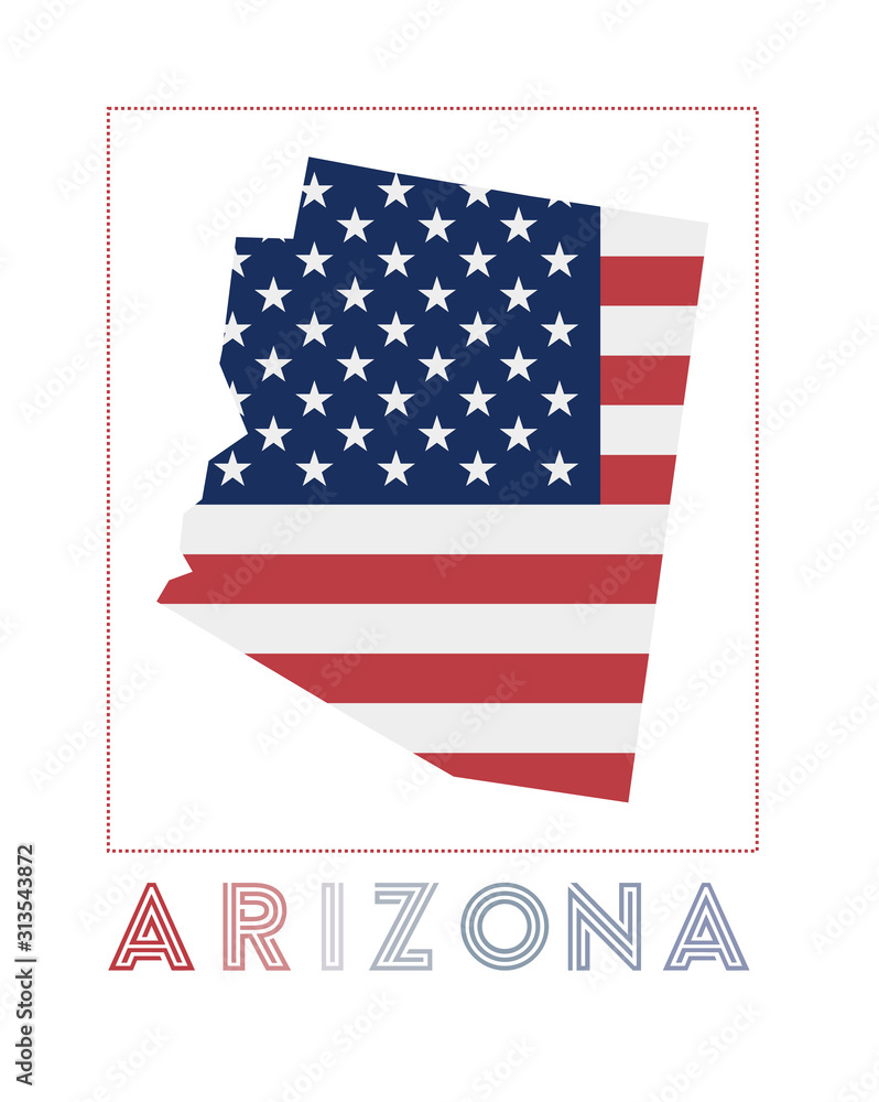Vector de Stock Arizona Logo. Map of Arizona with US state name and ...