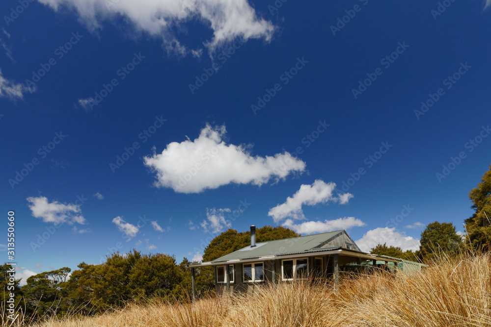 Balloon hut, back country hut on the way to Lake Peel, Kahurangi ...