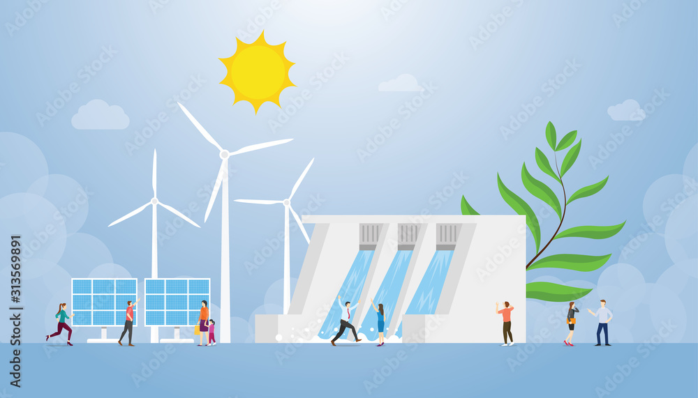 clean energy renewable elctricity powerconcept with various model and ...