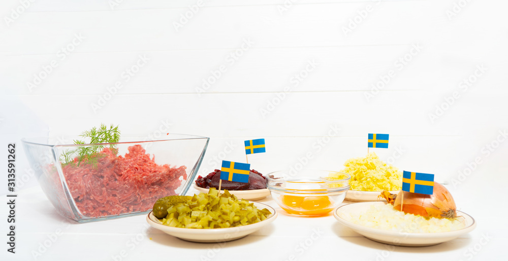 Ingredients for a traditional Swedish dish beef Lindstrom. Freshly ...