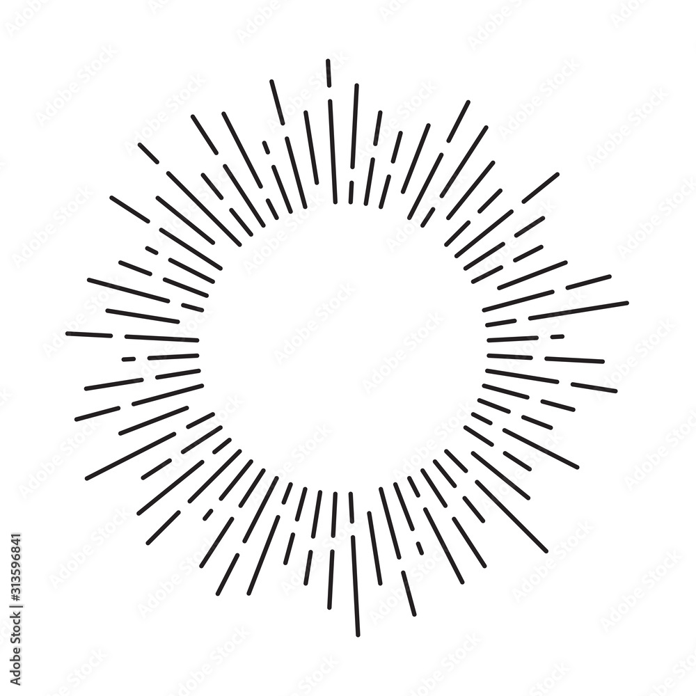 Sun rays circle frame with lines. Vintage sunburst. Vector illustration ...