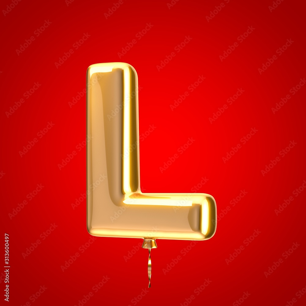 Gold balloon font letter L uppercase Stock Illustration | Adobe Stock