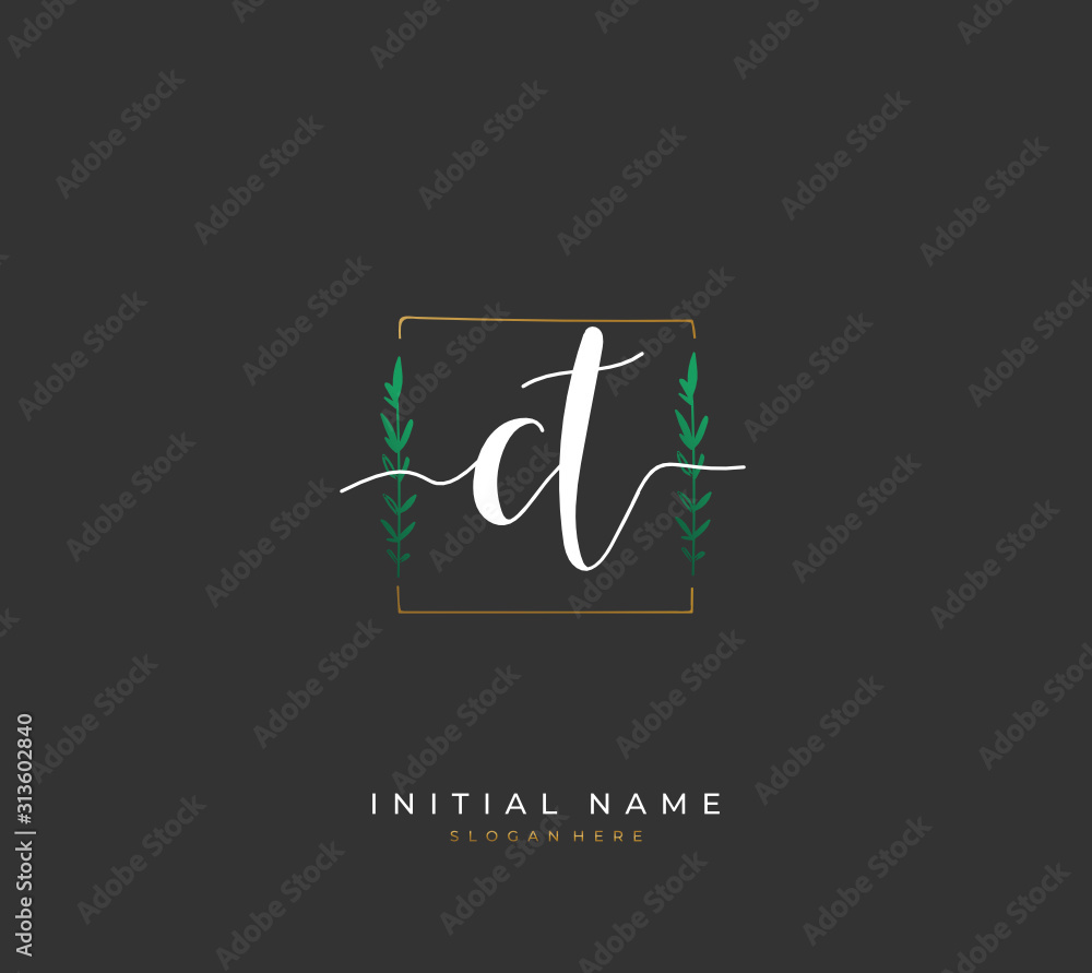 Handwritten initial letter C T CT for identity and logo. Vector logo ...