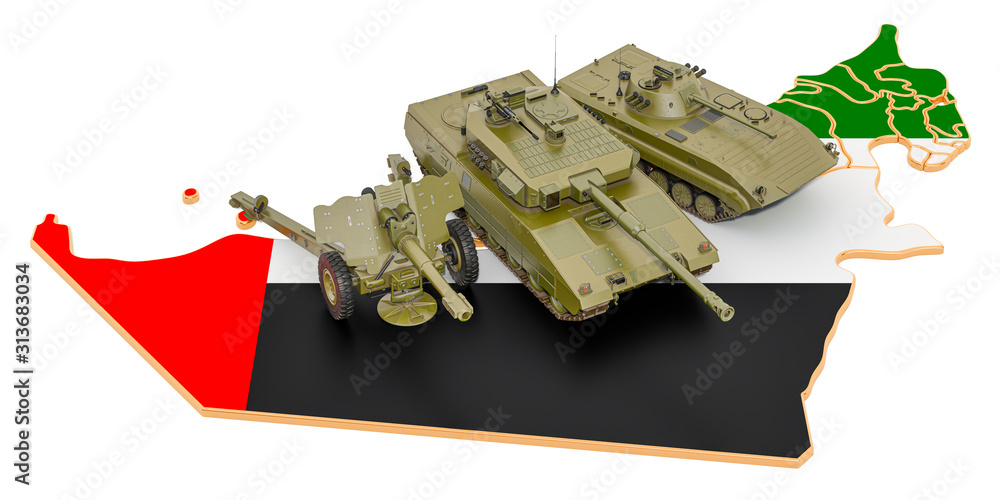 Combat vehicles on the UAE map. Military defence of the United Arab ...